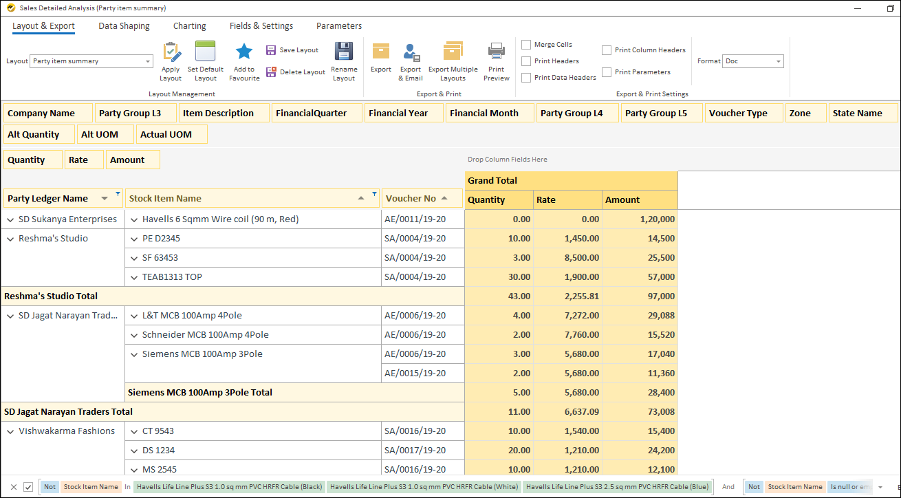 How to generate customer wise sales report in Tally