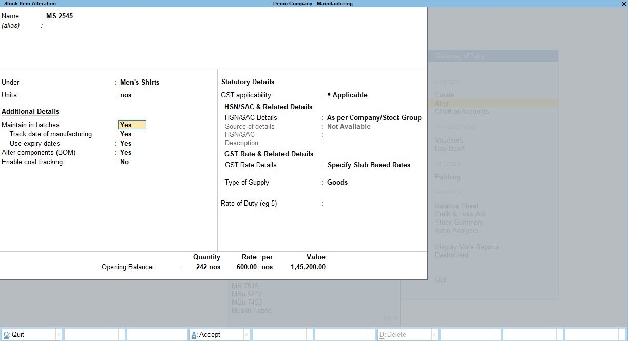 Inventory Management Features in Tally